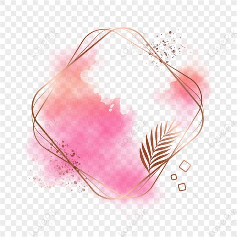 Frontera De La Planta De Oro De La Acuarela Rosa geometría plantas