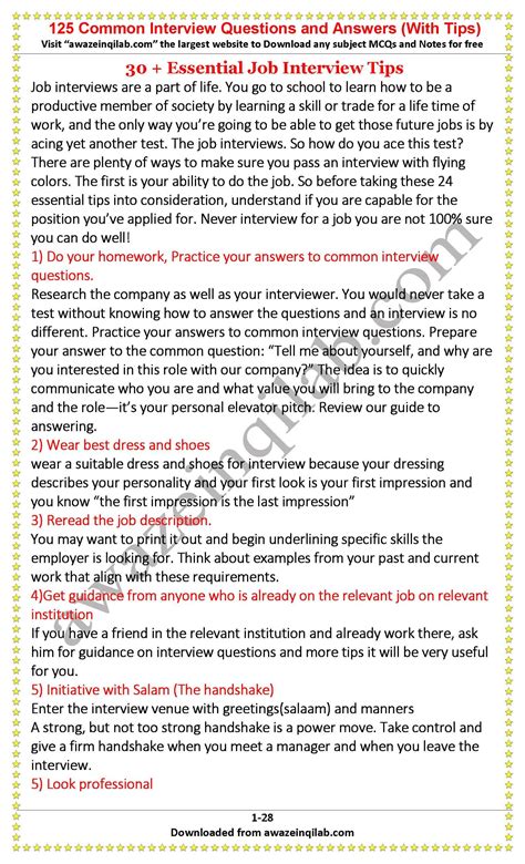 Common Interview Questions And Answers With Tips Awaz E Inqilab