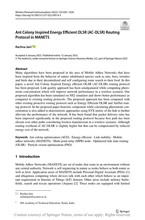 ant colony inspired energy efficient olsr ac olsr routing protocol in manets request pdf