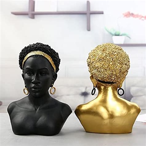 African Woman Bust Statue Black Woman Statue Ornate Woman Statue