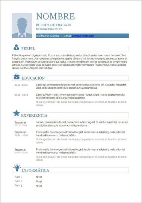 Plantillas De Curriculum Vitae Para Rellenar Gratis