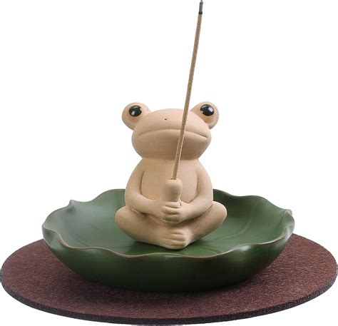 Ronlap Incense Holder Handmade Ceramic Frog Incense Stick Holder