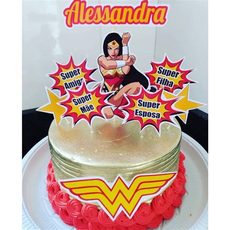 Topo De Bolo Mulher Maravilha Personalizado Shopee Brasil