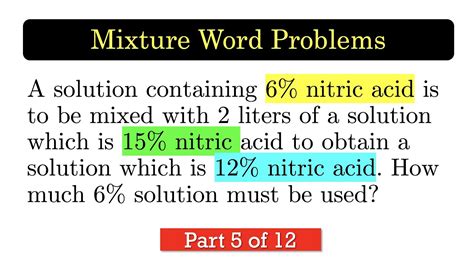 Mixpr Mixture Word Problem Part Combining Two Nitric Acid
