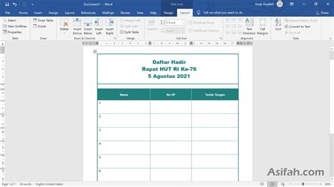 Cara Membuat Absensi Di Word Dengan Mudah