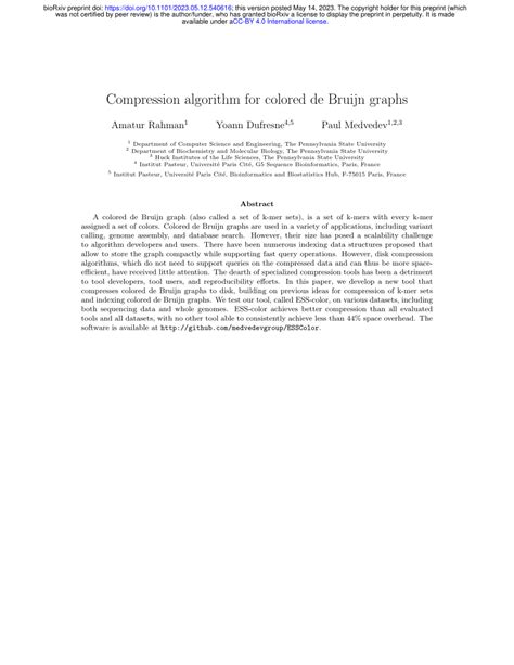 pdf compression algorithm for colored de bruijn graphs