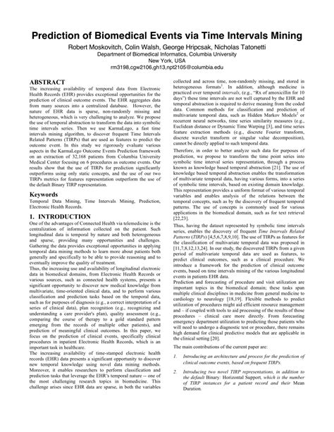 pdf prediction of biomedical events via time intervals mining
