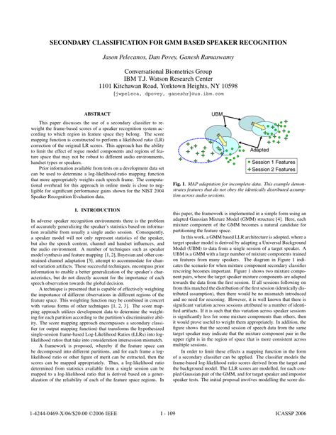 pdf secondary classification for gmm based speaker recognition