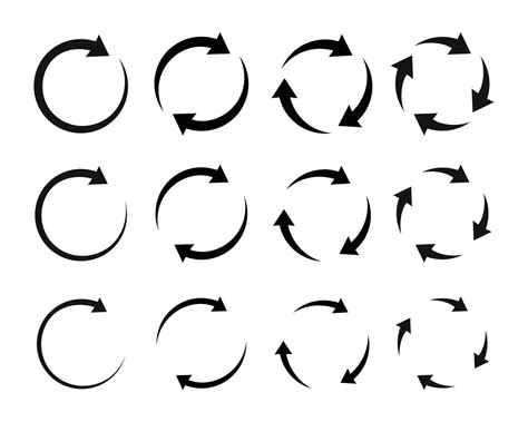 Set Of Circle Vector Arrows Arrow Pictogram Refresh Reload Rotation