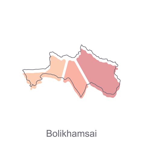 mapa de bolikhamsai vistoso geométrico con contorno vector diseño