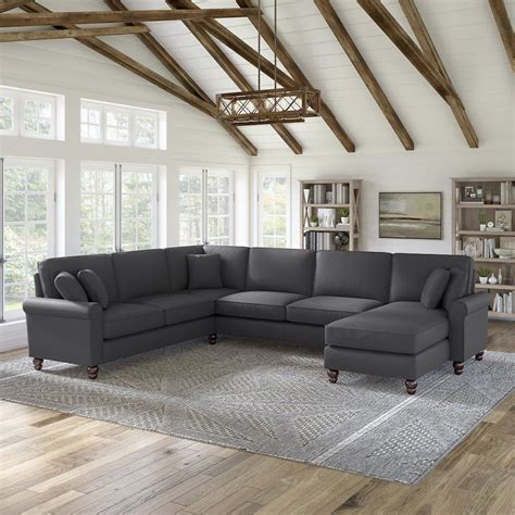 Charcoal Gray Sectional Sofa With Chaise Lounge Cabinets Matttroy
