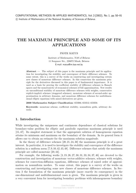 pdf the maximum principle and some of its applications