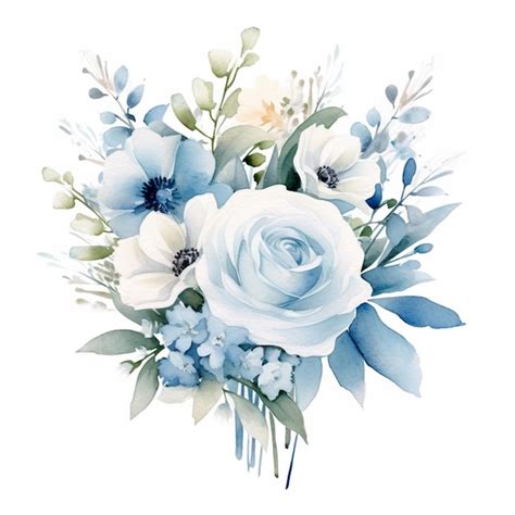 Premium Ai Image There Is A Bouquet Of Flowers With Blue And White