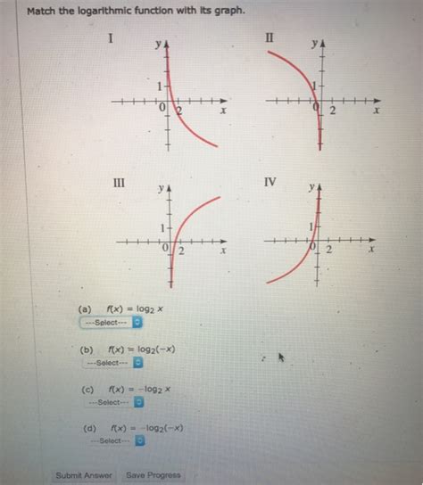 solved match the logarithmic function with its graph a