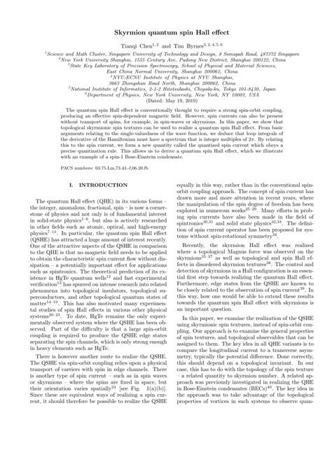 PDF The Skyrmion Quantum Spin Hall Effect