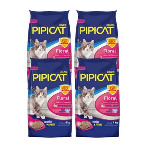 Areia Sanitária Kelco Pipicat Floral 4KG 4 Unidades Areia para