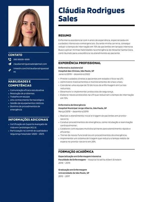Curr Culo Enfermeiro Assistencial Modelo E Como Fazer