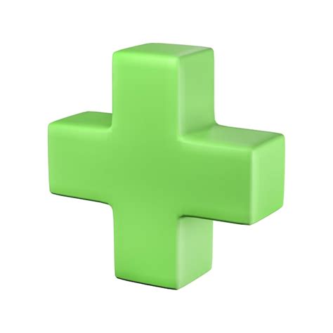 Cruz médica verde aislada sobre fondo blanco representación 3d Foto