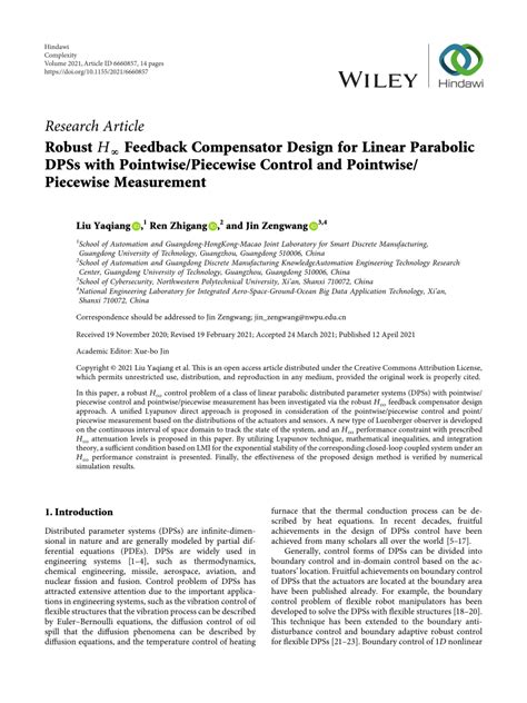 pdf robust h ∞ feedback compensator design for linear parabolic dpss with pointwise piecewise