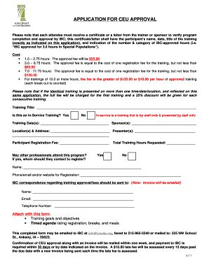 Fillable Online Application For Ceu Approval Fax Email Print Pdffiller