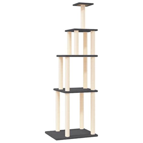 Vidaxl Drapak Dla Kota Z Sizalowymi Słupkami Ciemnoszary 183 cm