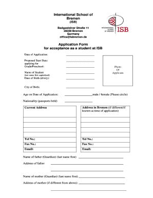 Isb Bremen Fill Online Printable Fillable Blank PdfFiller
