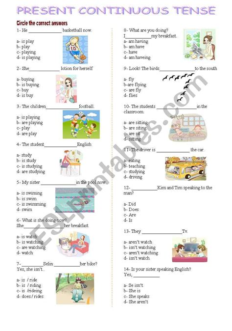 Present Continuous Tense ESL Worksheet By Emila