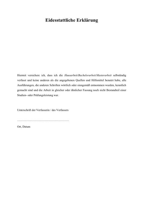 Vorlage Eidesstattliche Erklärung