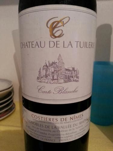 Château de la Tuilerie Carte Blanche Costières de Nîmes Rouge Vivino US