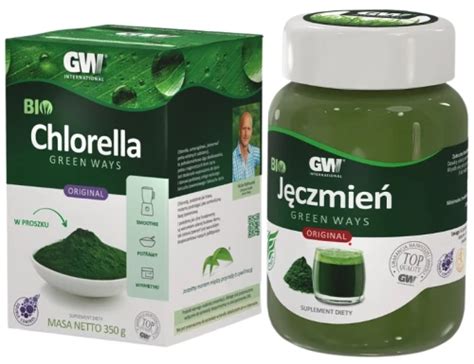 Zestaw BIO CHLORELLA w proszku 350g BIO JĘCZMIEŃ proszek 300g Green