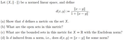 solved let x 1 be a normed linear space and define