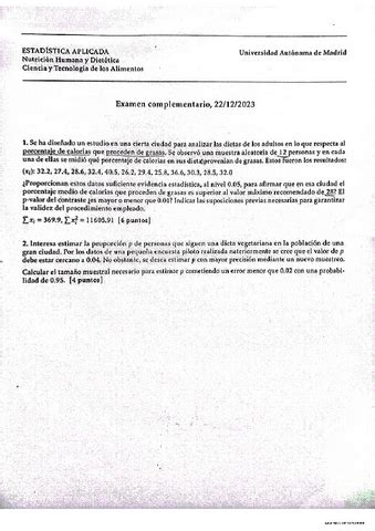 Examen De Estadistica Pdf