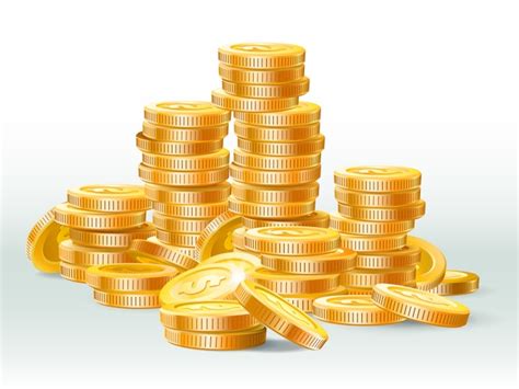 Pila de monedas de oro ilustración realista de dólar de moneda de oro