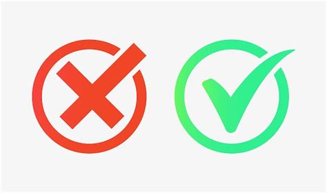 Premium Vector Checkmark Icon Green Tick Box And Red Cross Or Check
