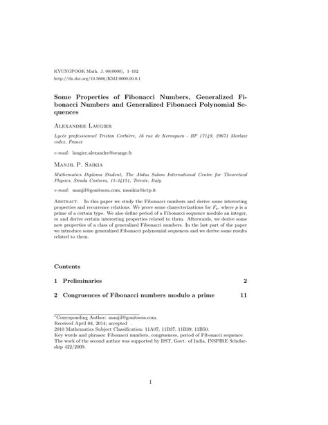 pdf some properties of fibonacci numbers generalized fibonacci numbers and generalized