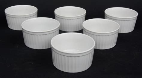 Conjunto De 06 Bowls P Sufle Em Porcelana Branca Med
