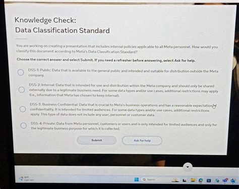 Knowledge Check Data Classification Standard StudyX