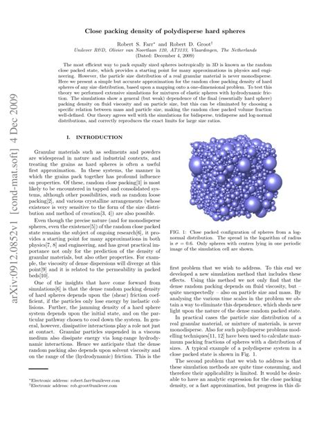 pdf close packing density of polydisperse hard spheres