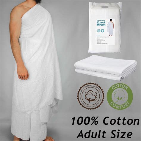Towel Ihram 100 Cotton Adult 2Piece Cloth Hajj Umrah Luxury Quality