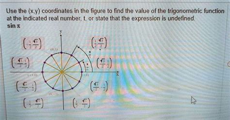 solved use the x y coordinates in the figure to find the value of the trigonometric function