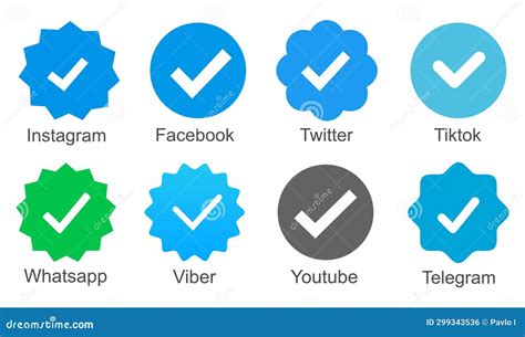 Whatsapp Viber Youtube Set Verified Profile Badges Blue Check Mark