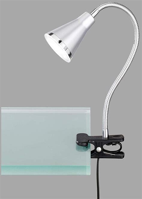 Trio LED Klemmleuchte Flexibel Schwanenhalslampe Silber