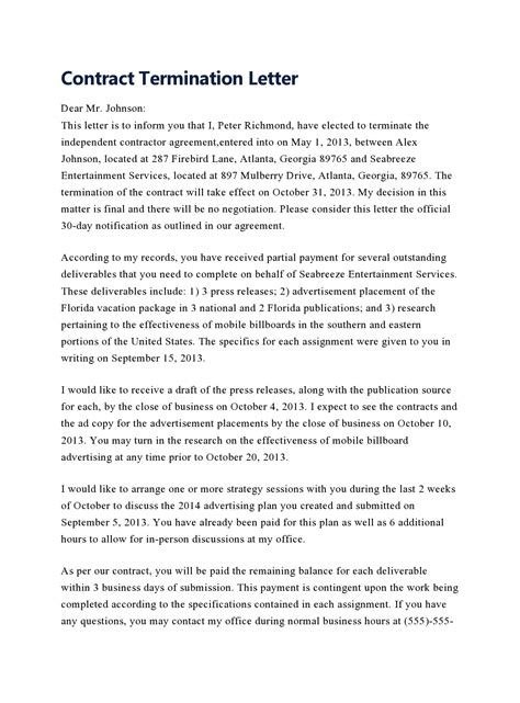 50 Editable Contract Termination Letters FREE TemplateArchive