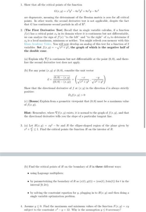 solved 1 show that all the eritical points of the function