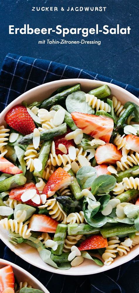 Veganer Nudelsalat mit grünem Spargel und Erdbeeren Recipe Vegan