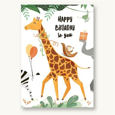 Geburtstagskarte Giraffe Happy Birthday To You