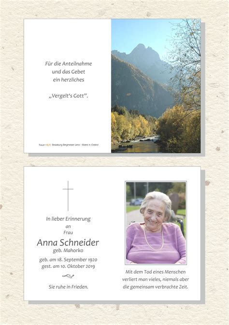 Andenkbild Anna Schneider Trauer Link