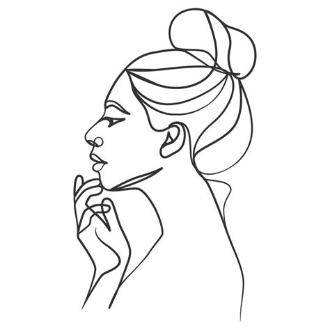 Dibujo De L Nea Continua De La Cara De La Mujer Retrato De Mujer De