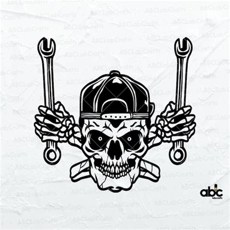 Skull Mechanic Svg Wrenches Svg Mechanic Skull Mechanic Etsy