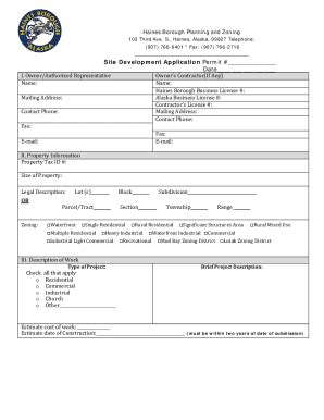 Fillable Online Land Use Permit ApplicationHaines Alaska Fax Email